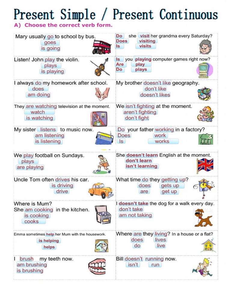 Present Simple Vs Cont | PDF