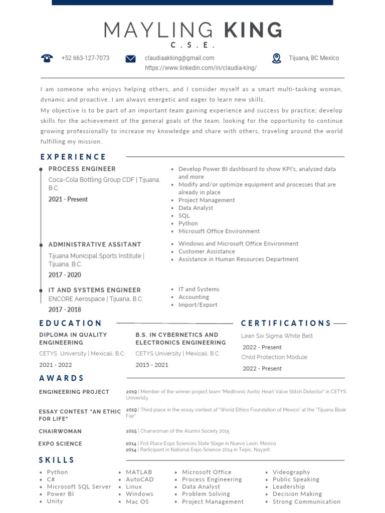 Mayling King CV | PDF | Computing | Software