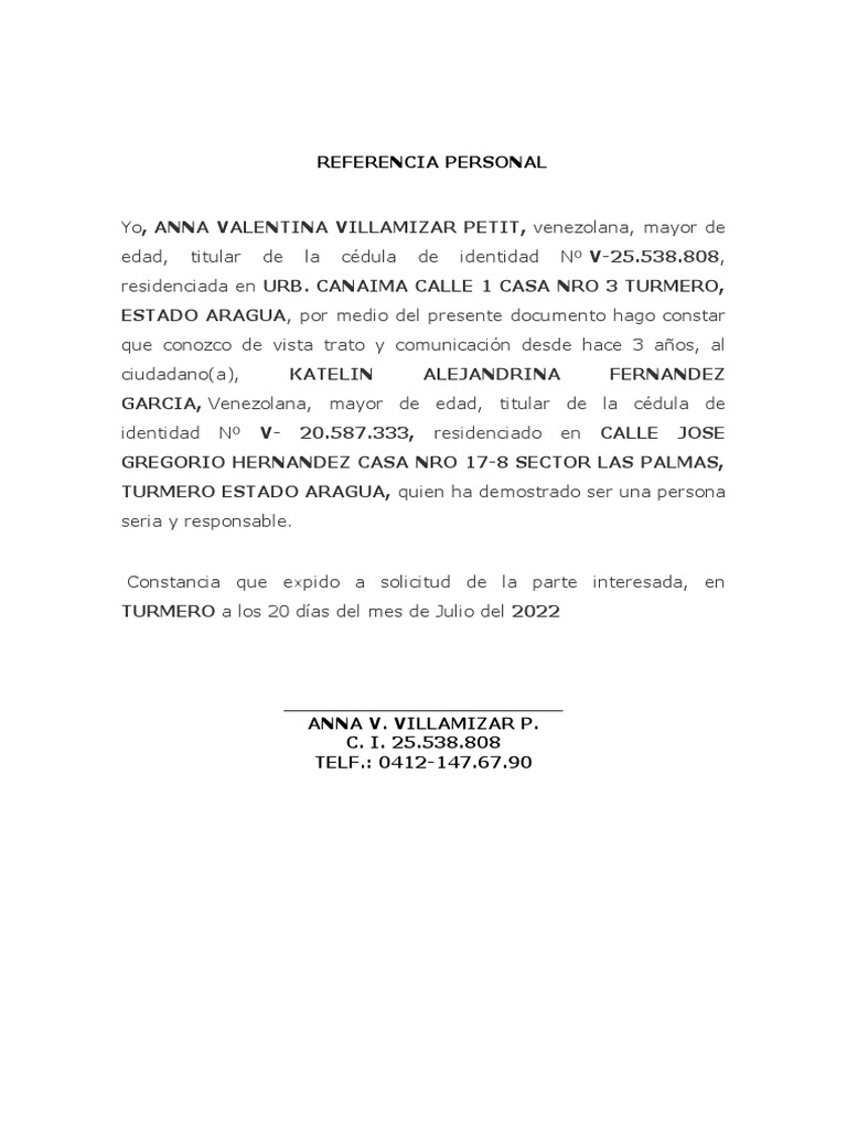 Referencia Personal | PDF