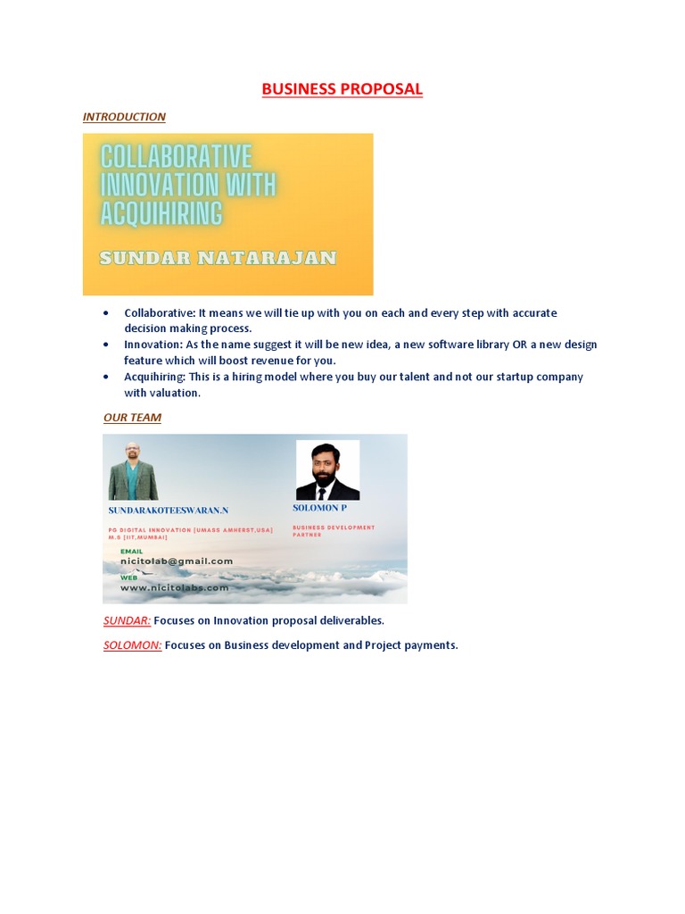 Business Proposal | PDF | Innovation | Financial Economics