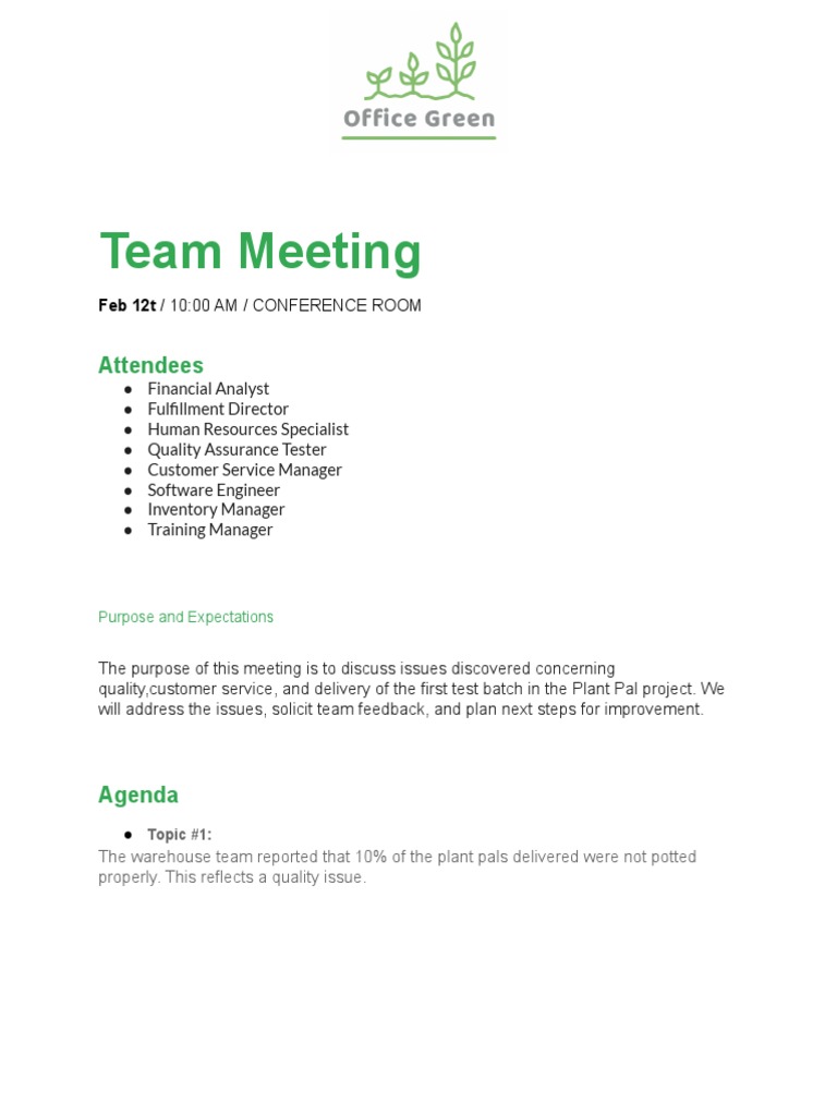 Activity Template - Meeting Agenda | PDF