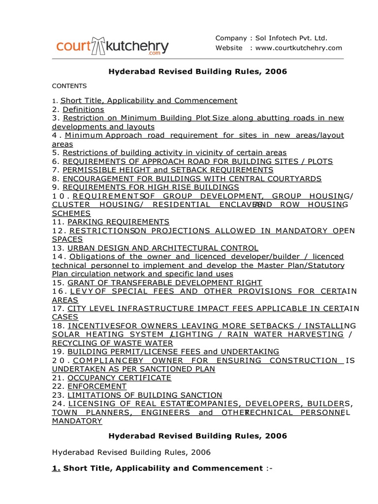 Hyderabad Revised Building Rules, 2006 - 230303 - 093500 | Download Free PDF | Building | Basement