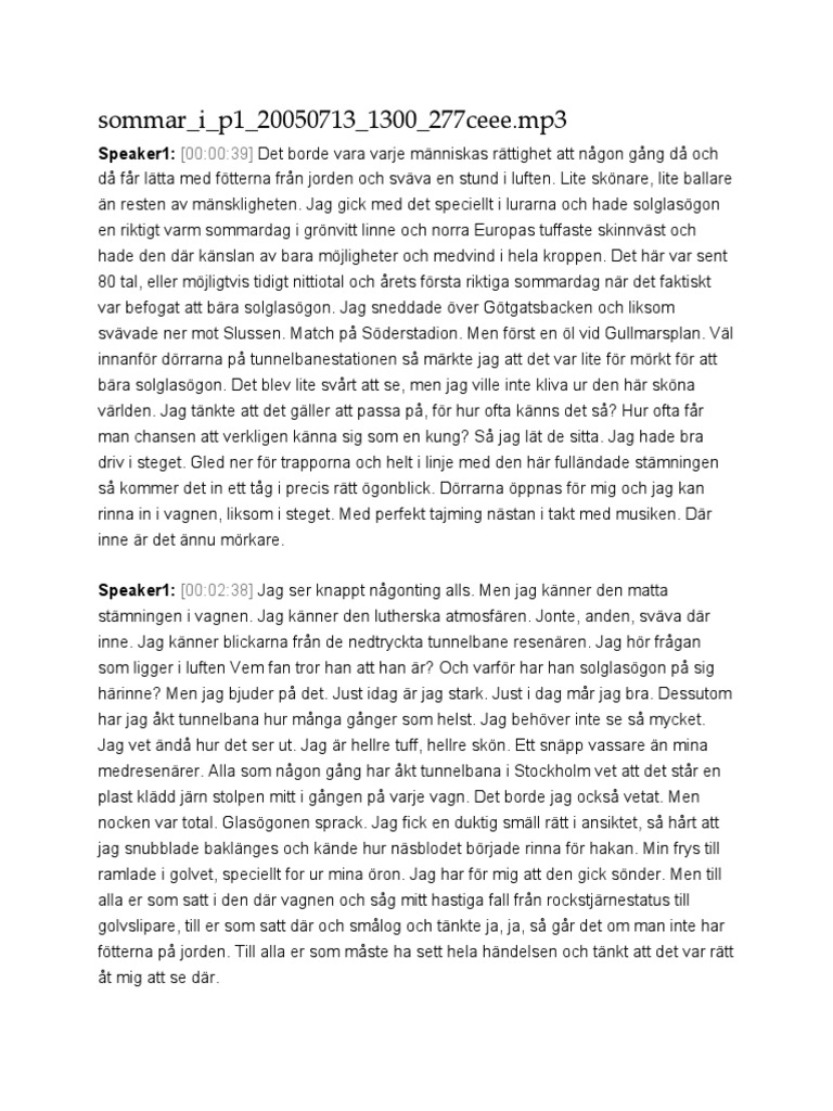 Sommar I p1 20050713 1300 277ceee - mp3 | PDF