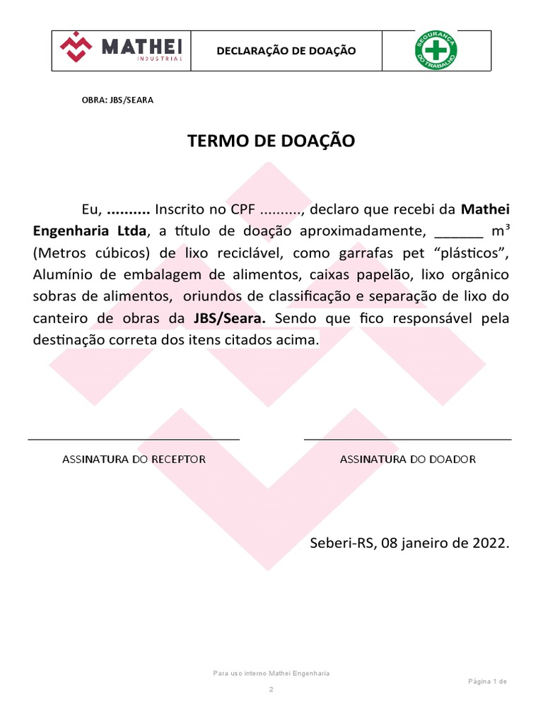 Termo de Doação | PDF