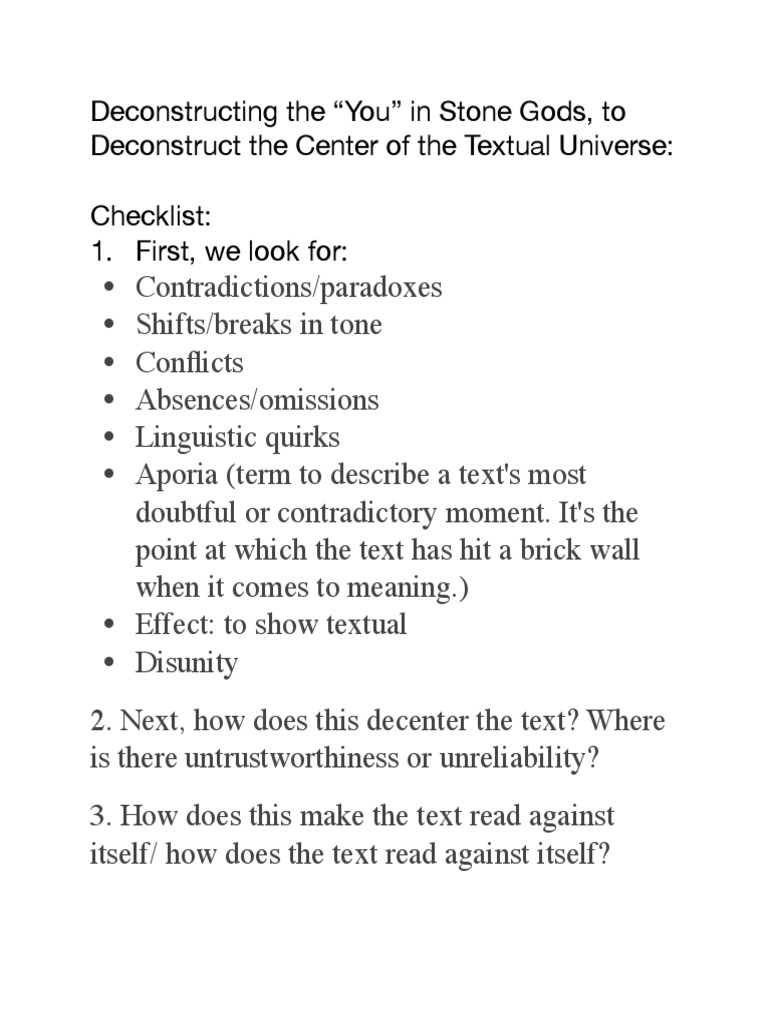 Deconstruction Worksheet | PDF
