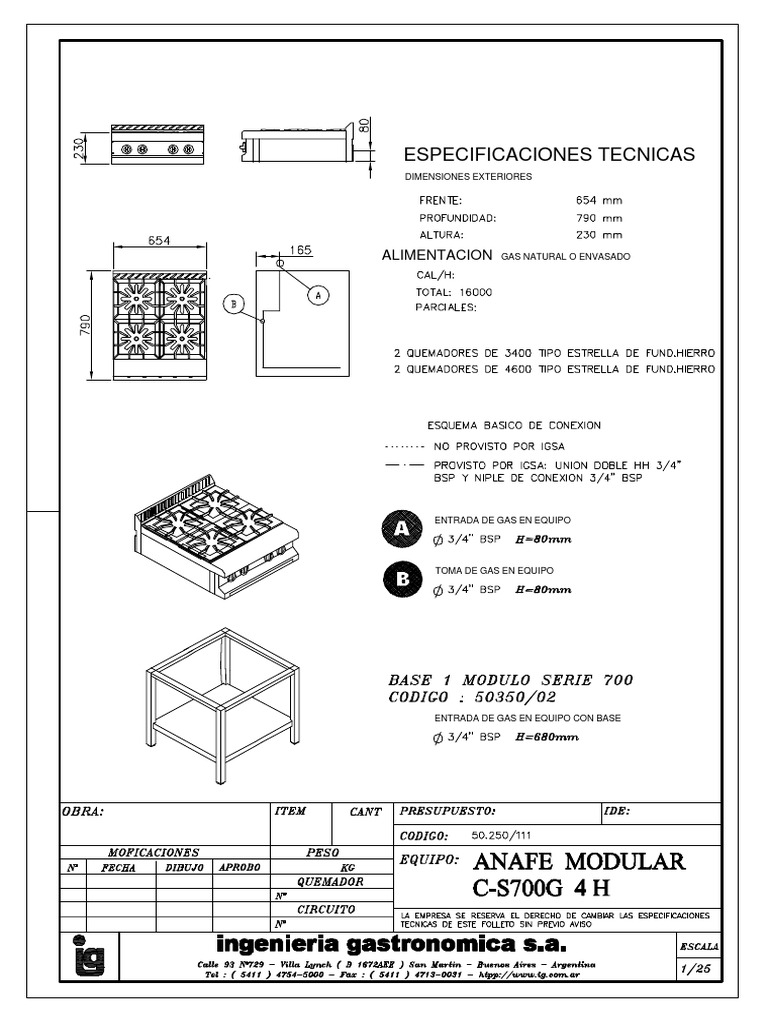Anafe Mod Ser 700 Gas | PDF