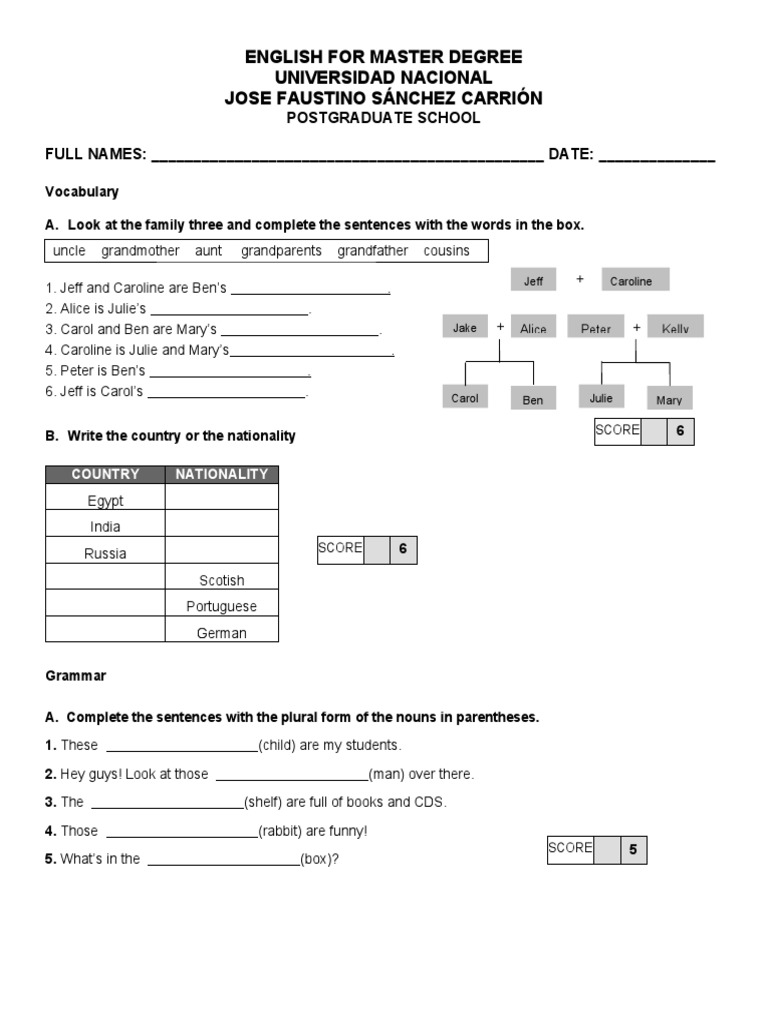 English Exam Unit I Master Degree | PDF | Linguistics | Grammar