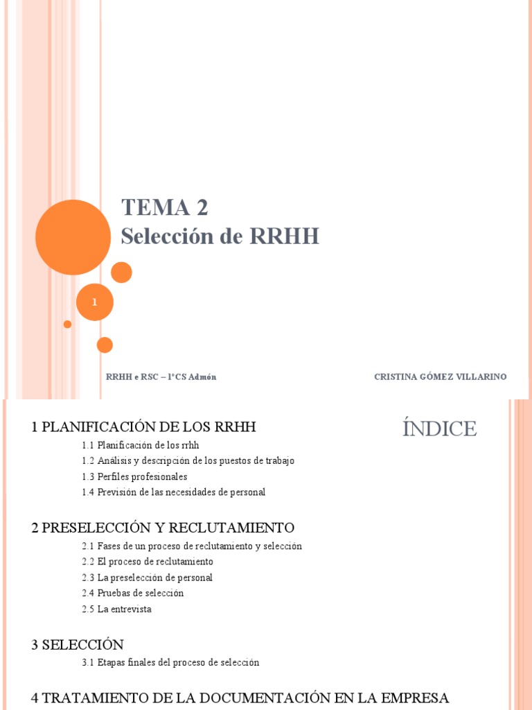 Tema 2. Selección de RRHH - Completo | PDF | Reclutamiento | Gestión de recursos humanos