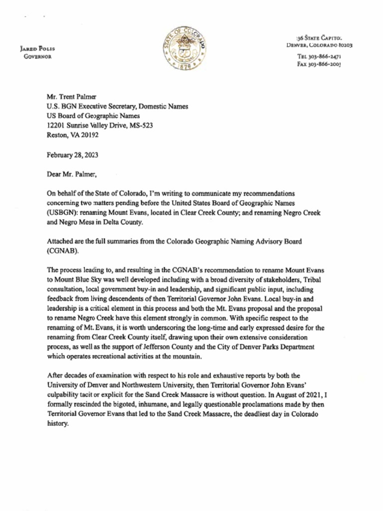 Mount Evans Letter | PDF