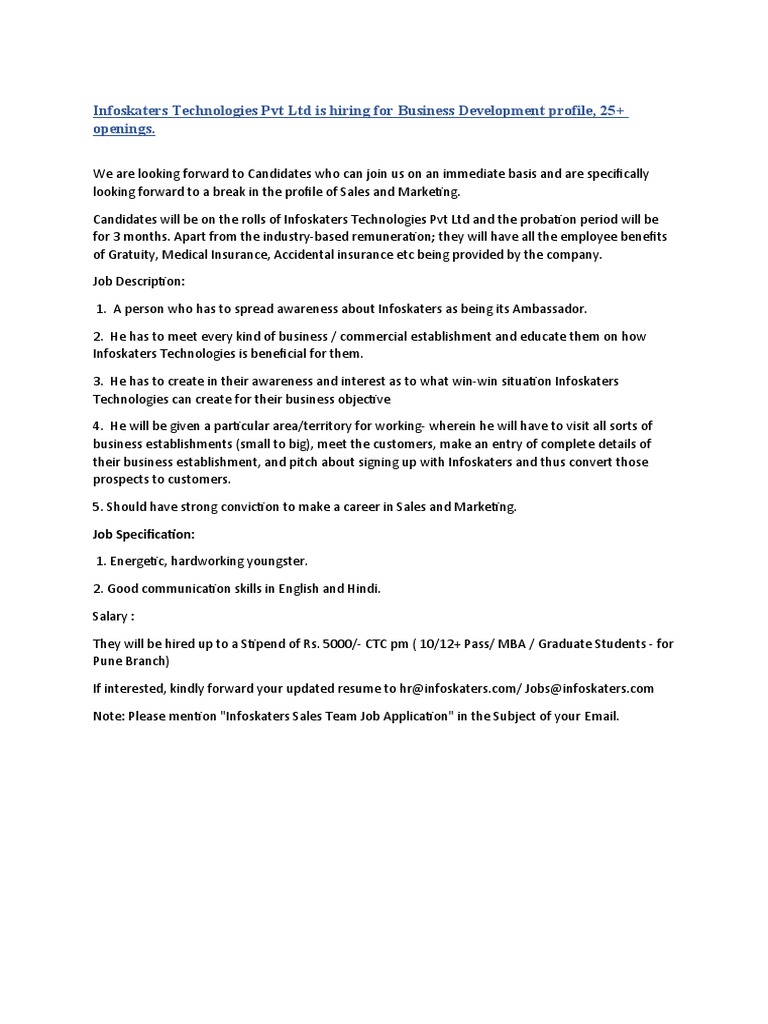 JD For Internship | PDF