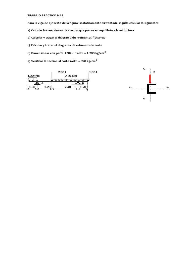 Ejercicio #2 Viga de Eje Recto A Flexion Recta | PDF