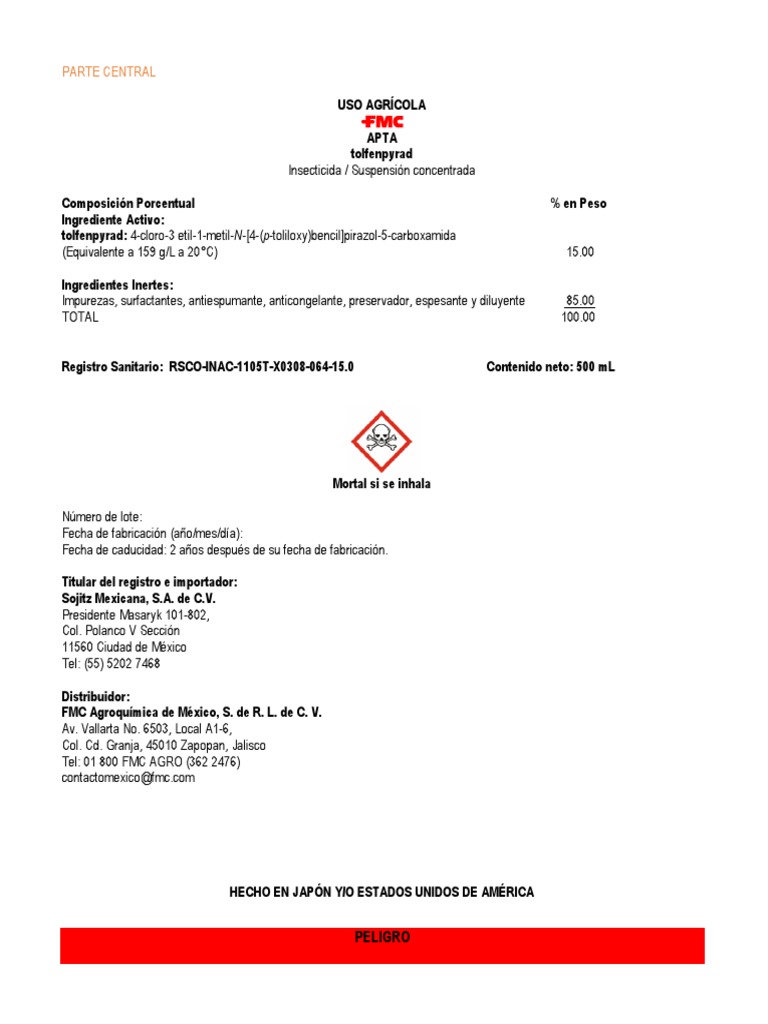 Ficha Técnica APTA ® FMC (México) | PDF | Agua | Residuos