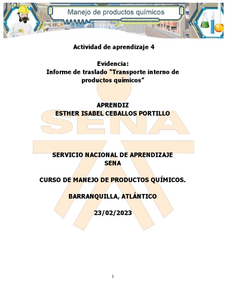 Informe de Transporte Químico por Esther Ceballos | PDF | Hidróxido de ...