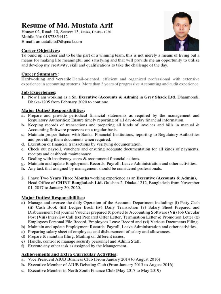 Resume of Md Mustafa Arif 1625062897 | PDF