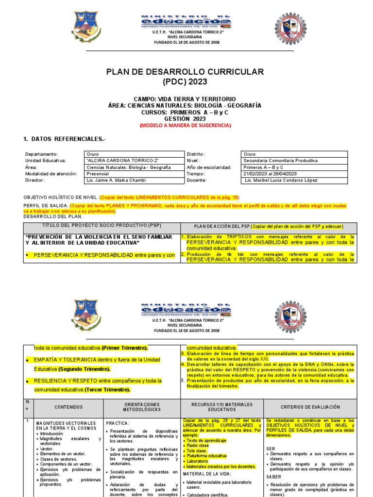 PDC 2023: Alcira Cardona Torrico 2 | PDF | Vector Euclidiano | Evaluación