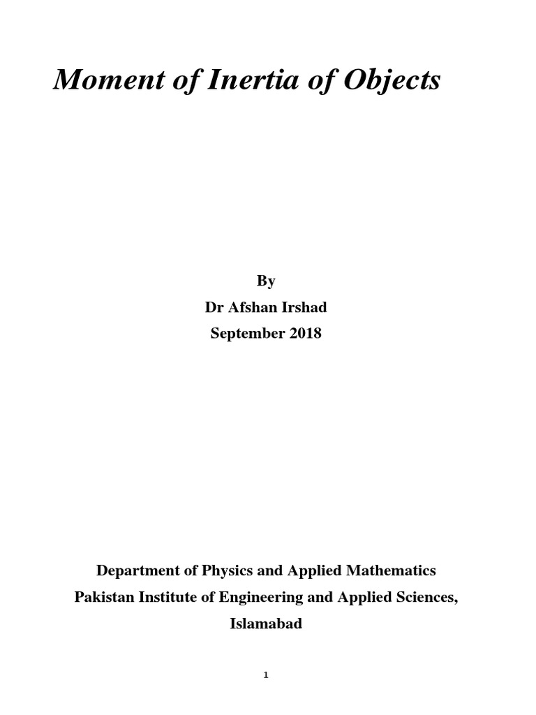 Moment of Inertia of Different Objects Studied by Using Torsional Pendulum | PDF | Torque ...