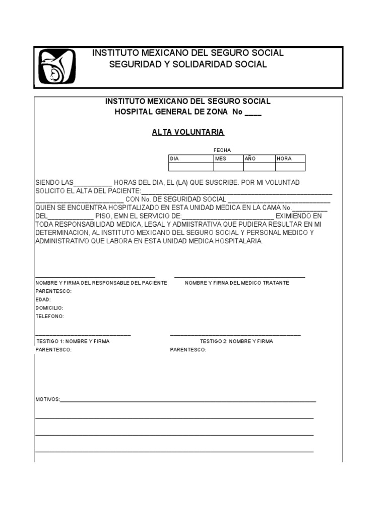 Formato Alta Voluntaria | PDF