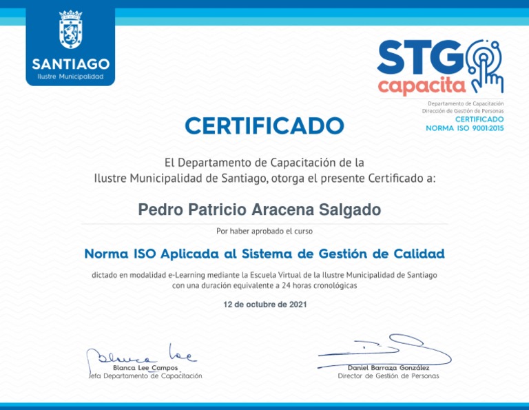 Certificado - de - Aprobacin CURSO 2 NORMA ISO | PDF