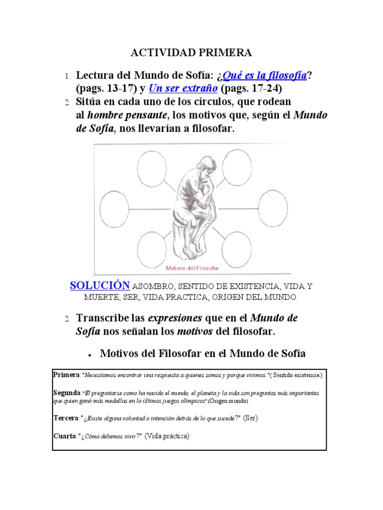 Actividad Mundo de Sofia | PDF