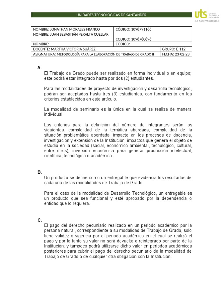 Metodologias de Trabajo de Grado-E112 | PDF