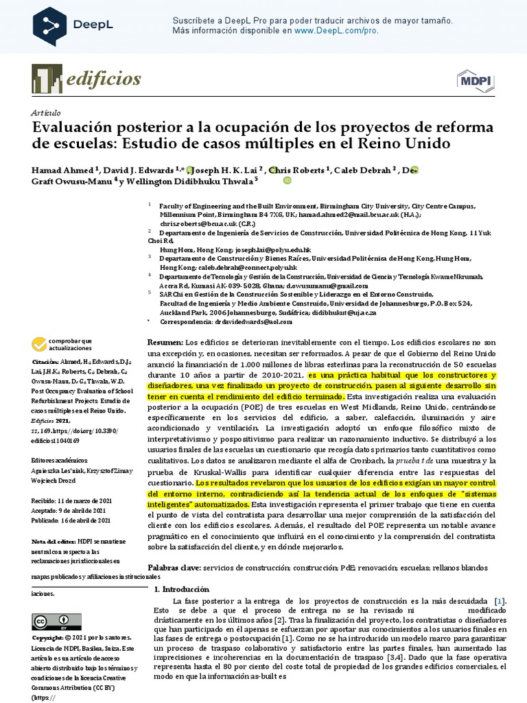 01 Post Occupancy Evaluation Of School Refurbishment Projects