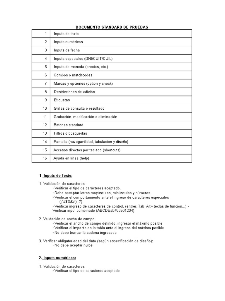 Documento Standard de Pruebas Funcionales | PDF | Base de datos relacional | Informática