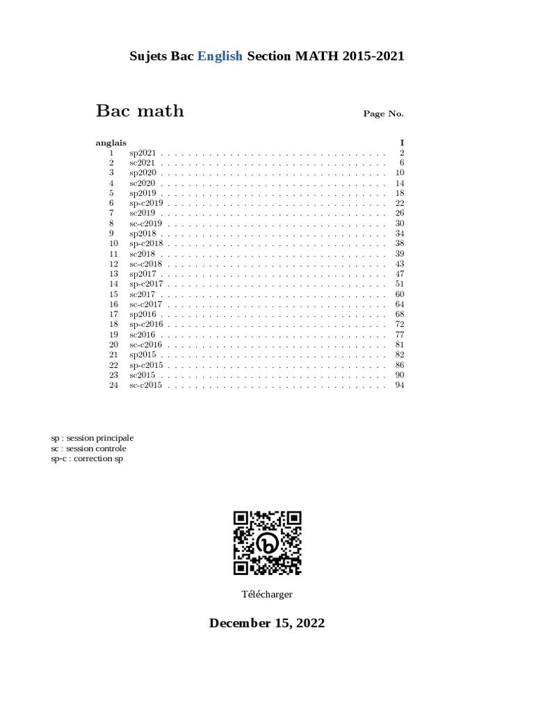 Devoirs Bac - Math - English - 2015 - 2021 | PDF