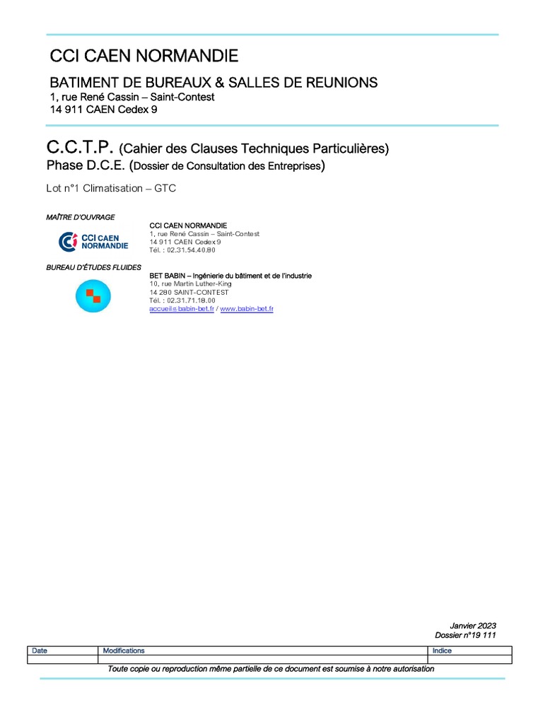 CCTP - Lot1 - CVC Cci | PDF | Climatisation