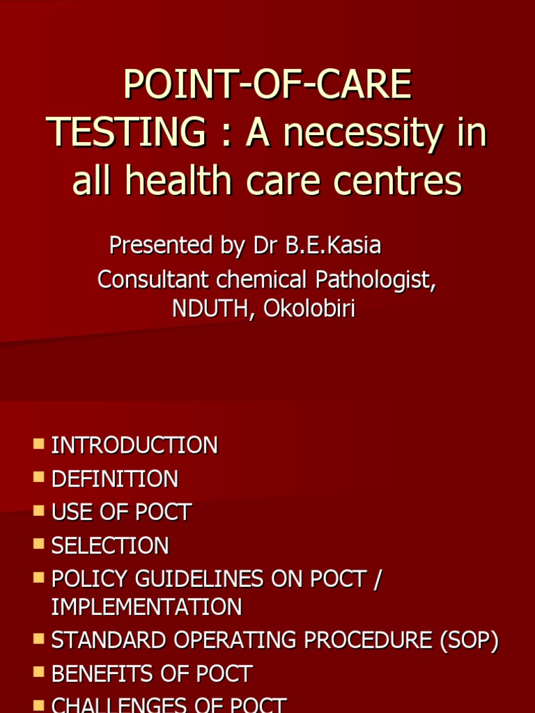 Point of Care Testing | PDF | Patient | Pathology
