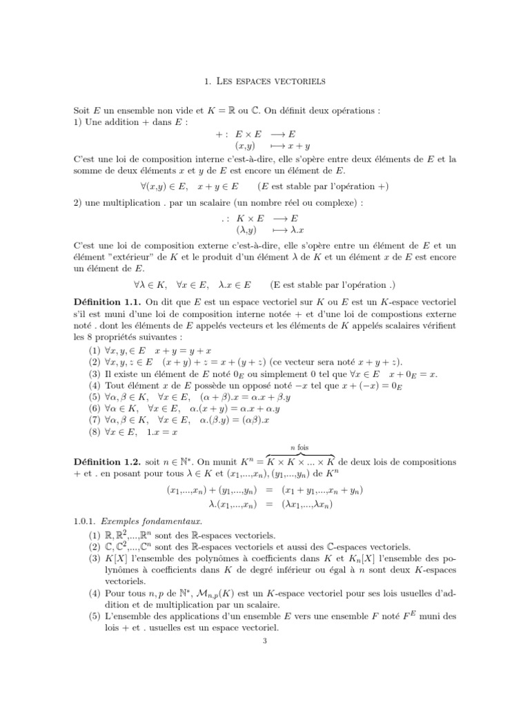 Espaces Vectoriels | PDF | Base (algèbre linéaire) | Espace vectoriel