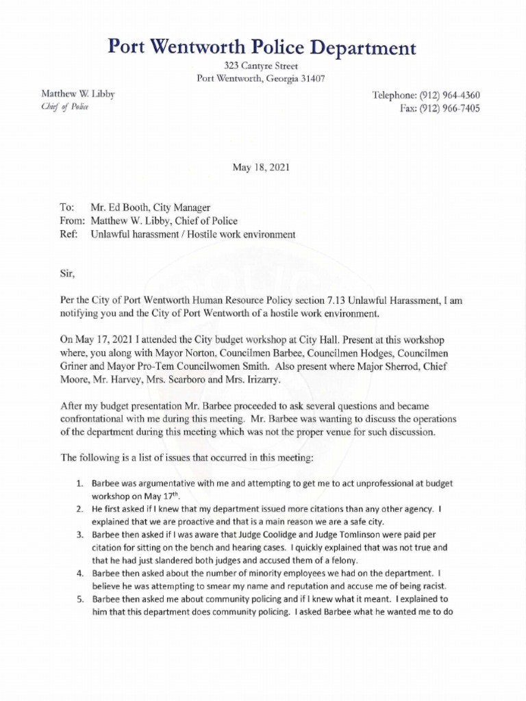 Libby Hostile Work Environment Complaint | PDF