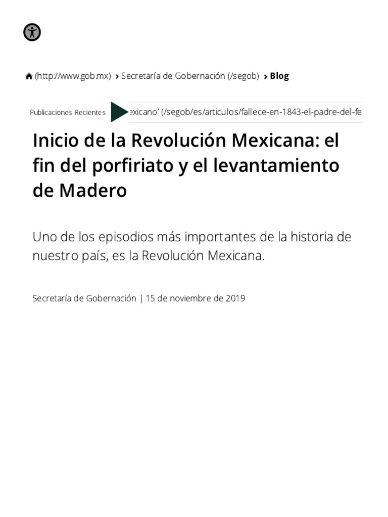 Inicio de La Revolución Mexicana - El Fin Del Porfiriato y El Levantamiento de Madero ...