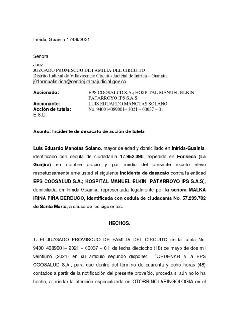 Incidente de Desacato | PDF