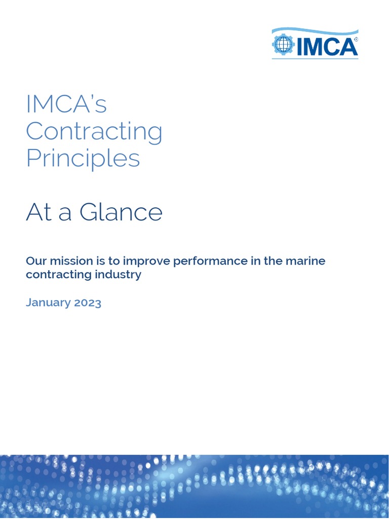 0005 - 20230209 - Contracting Principles - at A Glance - Jan2023 - IMCA | PDF