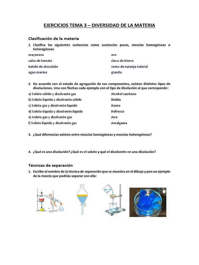 Ejercicios Tema 3 | PDF | Mezcla | Química