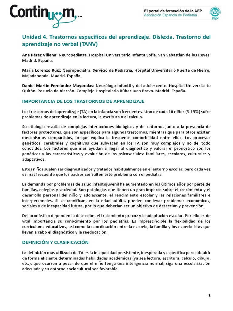 04 Modulo 4 Trastornos Aprendizaje | PDF | Desorden hiperactivo y deficit de atencion | Aprendizaje