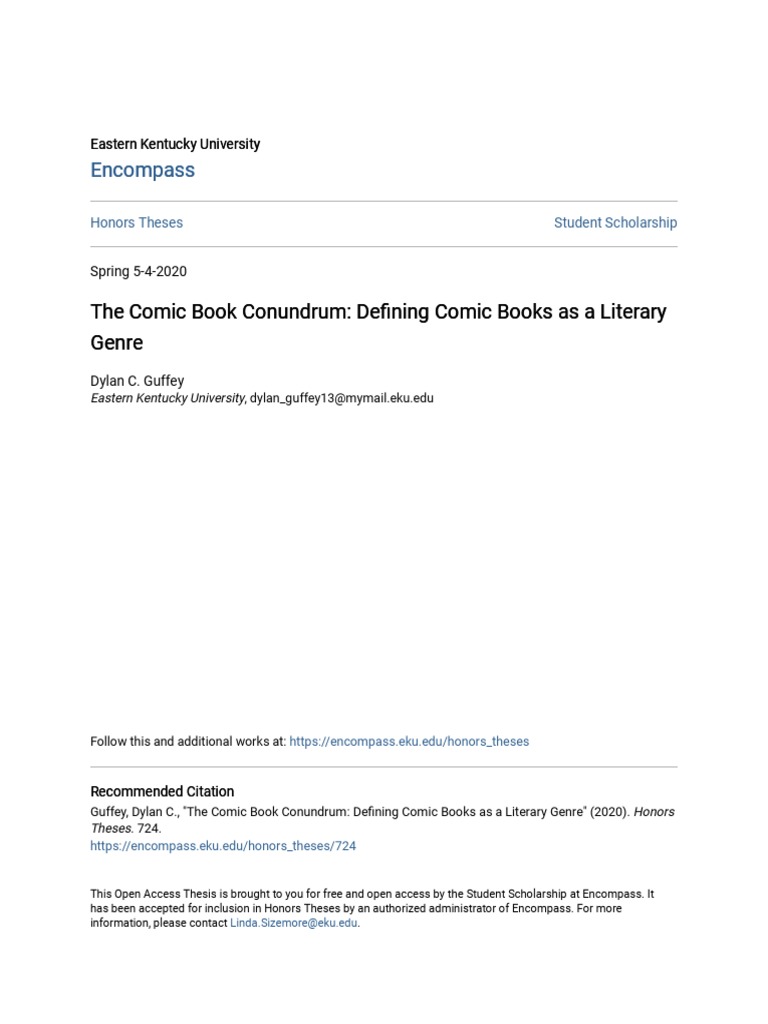 The Comic Book Conundrum Defining Comic Books As A Literary Genr | PDF ...