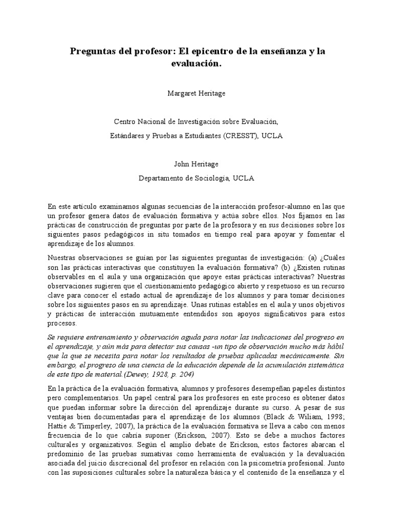 Preguntas Del Profesor | PDF | Evaluación | Enseñando