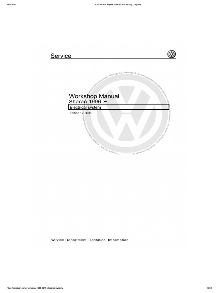 VW Sharan 1995-2010 - Electrical System | PDF