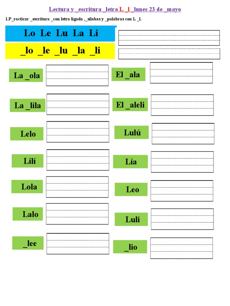 Escritura Letra L | PDF