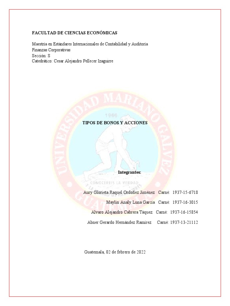 Tipos de Bonos y Acciones | PDF | Compartir (Finanzas) | Bonos (Finanzas)