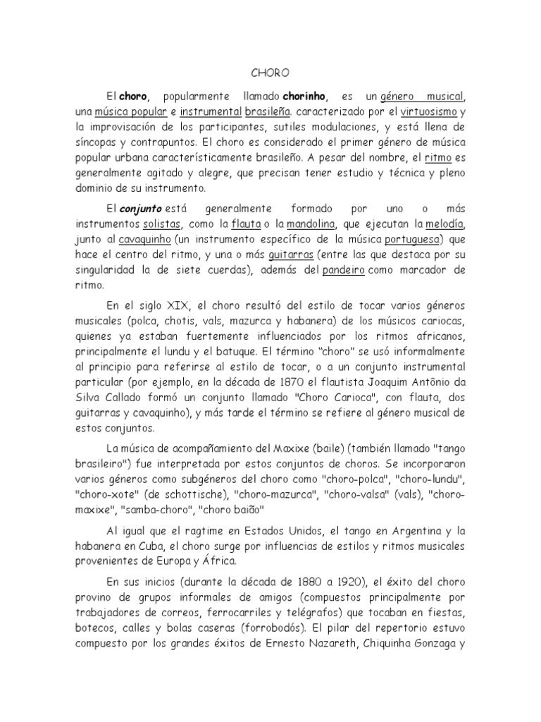 CHORO | PDF | Musica Popular | Música clásica