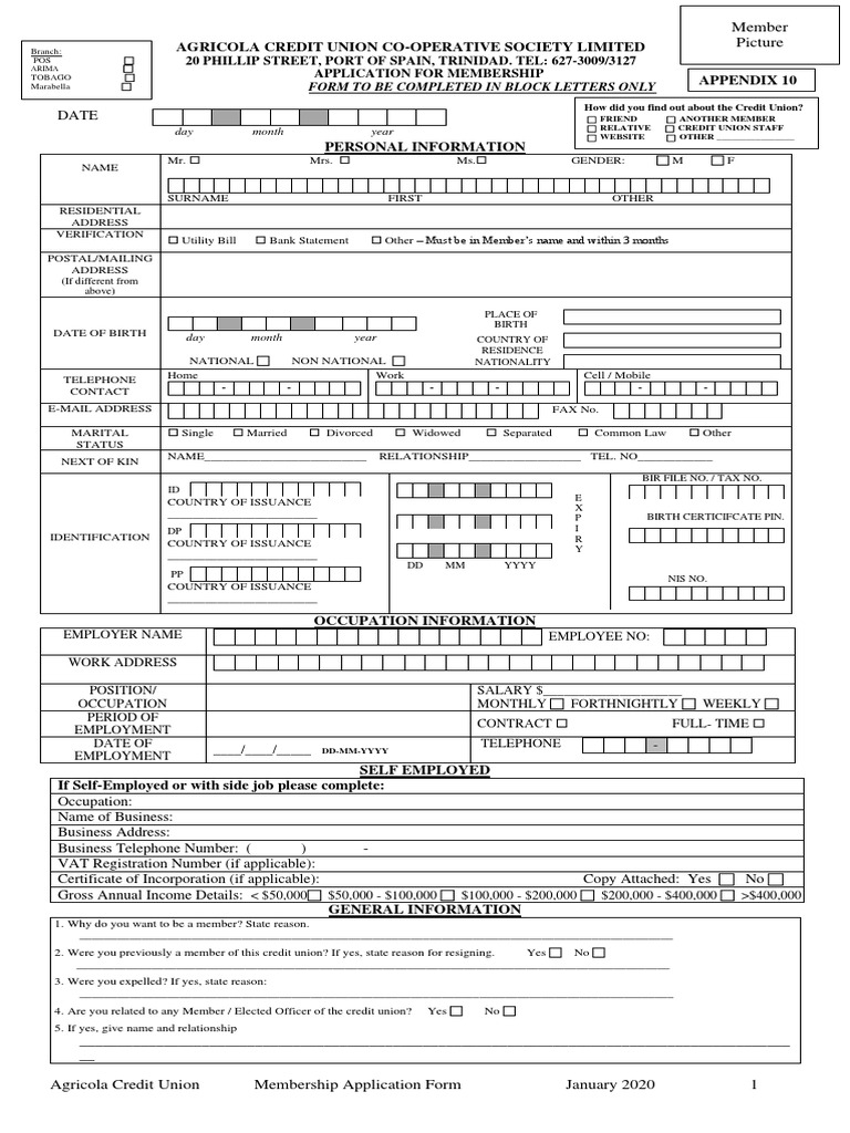 Agricola Credit Union Membership Application | PDF | Identity Document ...