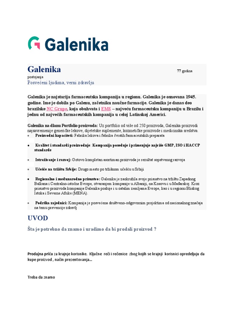 Prodajna Priča Svi Proizvodi | PDF