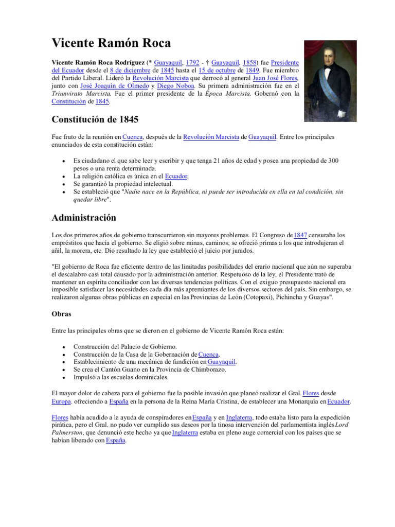 Vicente Ramón Roca | Ecuador | Política