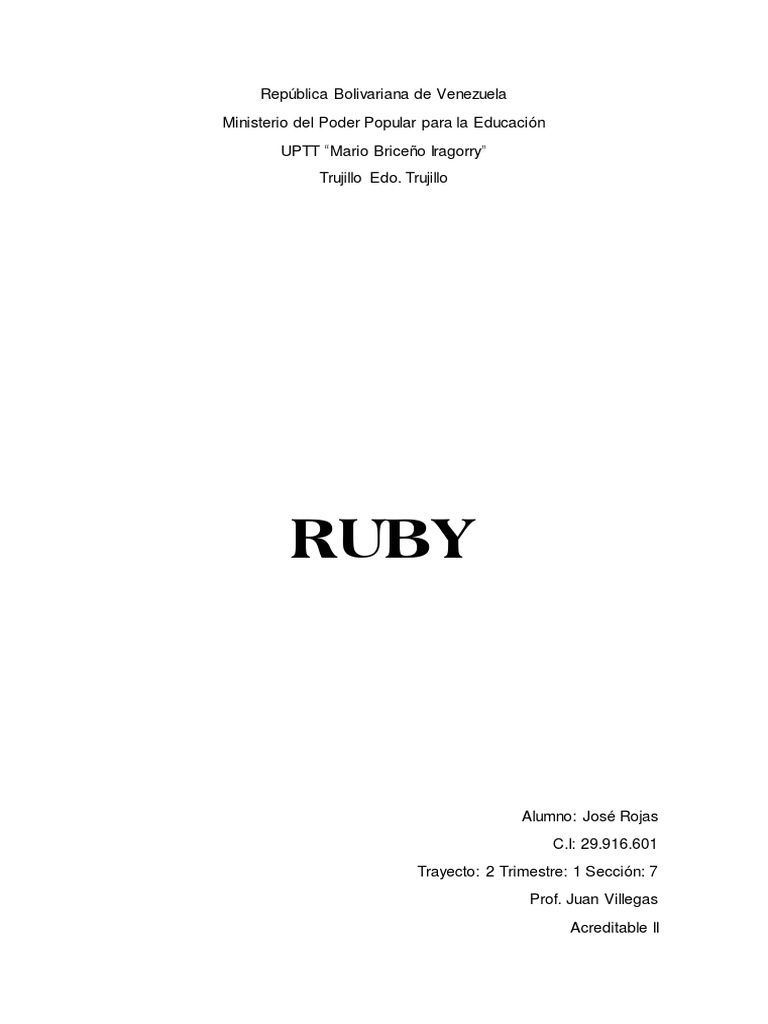 Lenguaje Ruby | Descargar gratis PDF | Ruby (lenguaje de programación ...