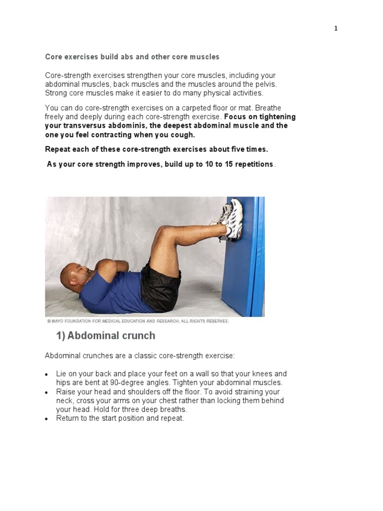 Core Exercises Build Abs and Other Core Muscles | PDF | Abdomen | Arm