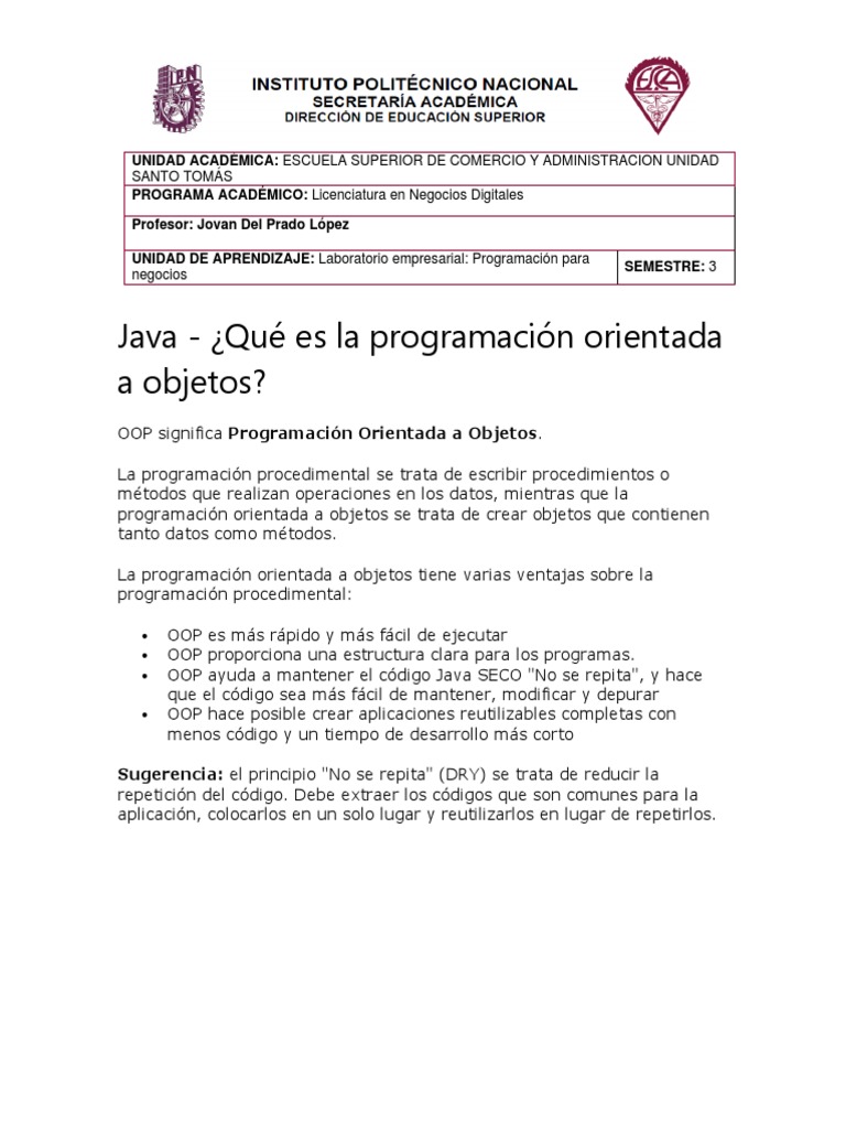 Poo Clases Obj Pdf Programación Constructor Programación Orientada A Objetos