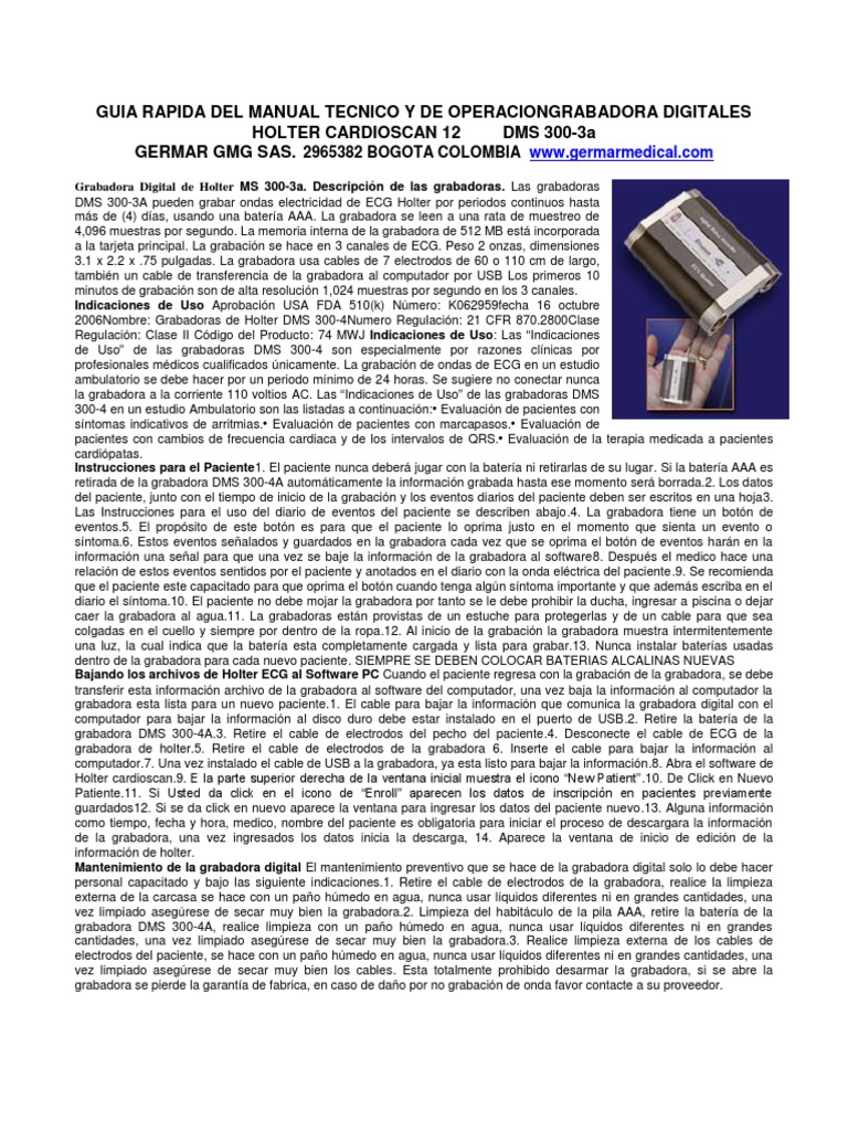 Manual de Grabadoras 300-3a Guía Rápida | PDF | Electrocardiografia | Marcapasos cardíacos ...