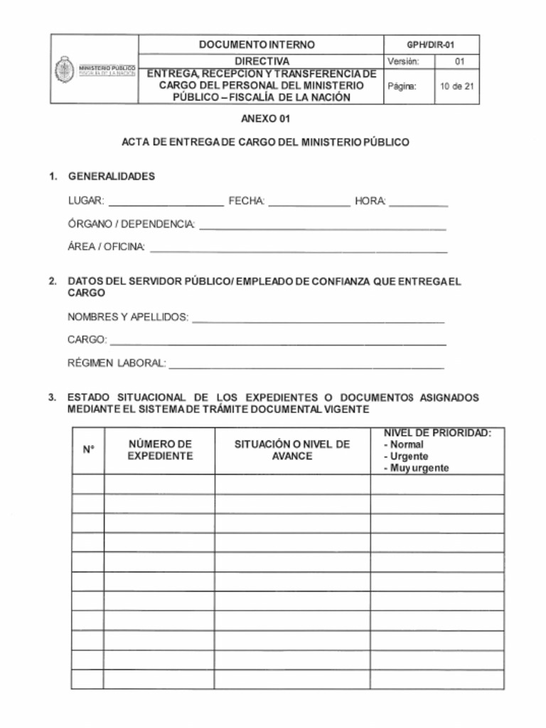 Acta de Entrega de Cargo | PDF